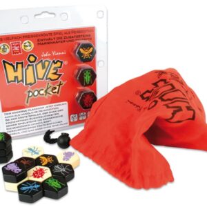 Smart Zone Games Hive Pocket Portable Strategic Board Game for 2 Players – Includes Ladybug & Mosquito Expansions – Compact Travel Version of The Award-Winning Hive Game