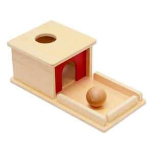 elite montessori object permanence box with tray and ball