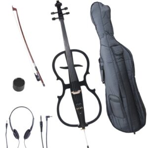 cecilio 4/4 ceco-1bk black metallic electric cello with ebony fittings in style 1 (full size)