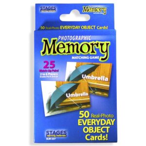 stages learning materials picture memory everyday objects card game, blue, size 5 x 3