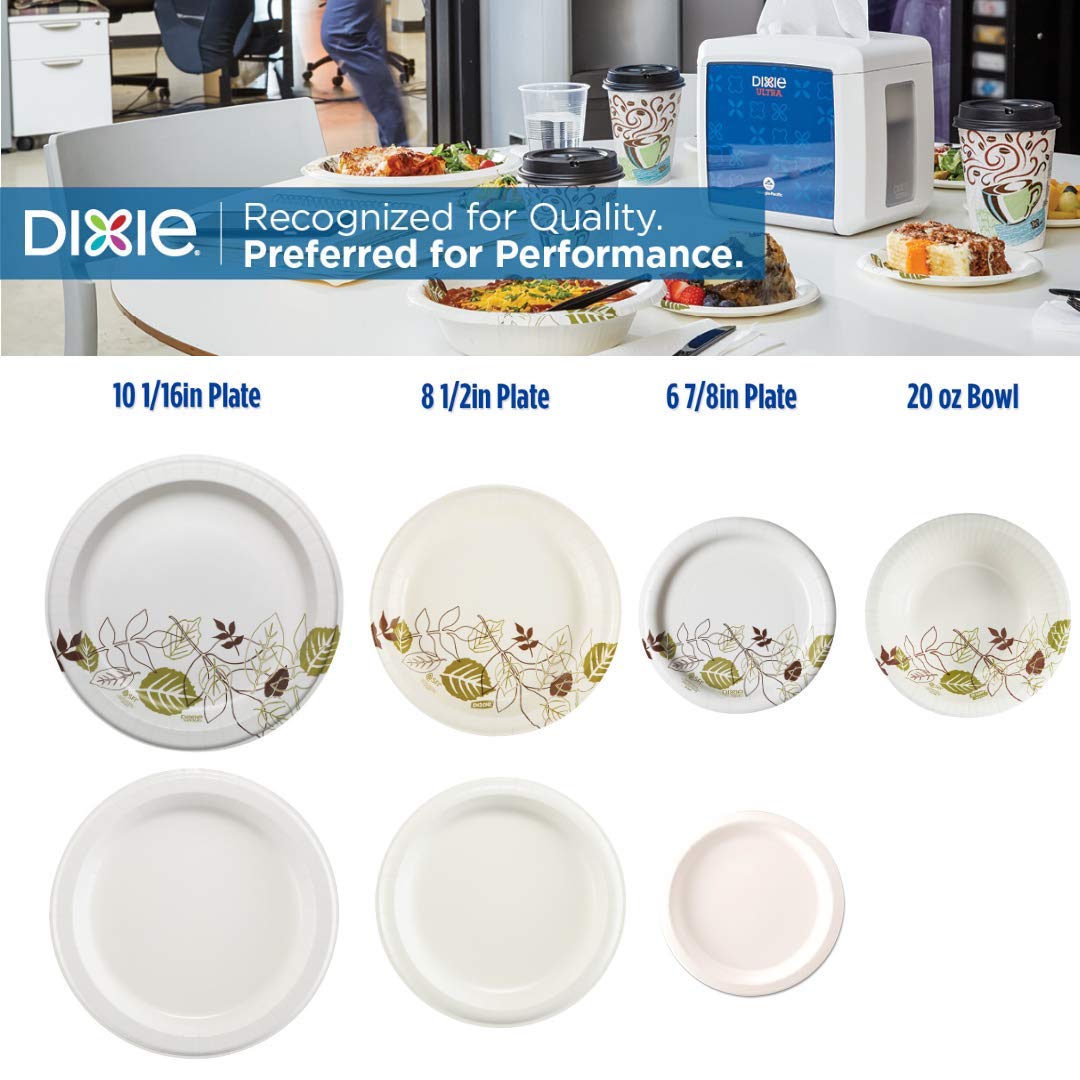 Dixie 8.5"Medium-Weight Paper Plates by GP PRO (Georgia-Pacific), White, UX9W, 1,000 Count (125 Plates Per Pack, 8 Packs Per Case)