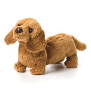 demdaco light brown dachshund children's plush beanbag stuffed animal toy