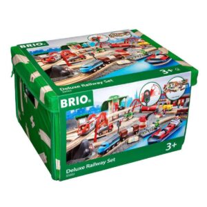 BRIO World 33052 Deluxe Railway Set | Comprehensive Wooden Train Toy Set for Kids Age 3 and Up | FSC Certified Eco-Friendly Toy | Exciting Harbor and Metro Scenes