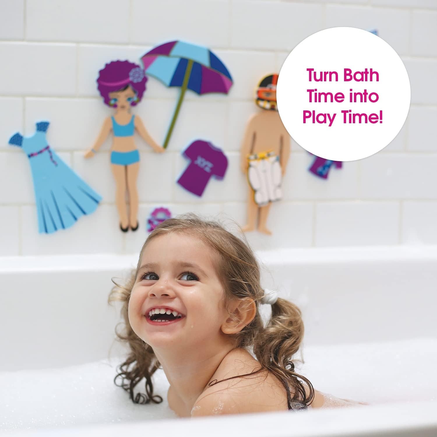 Edushape Magic Creations Foam Sticker Imaginative Bath Tub Activity Play Set, Fashion Theme