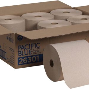 Pacific Blue Basic Recycled Hardwound Paper Towel Rolls by GP PRO (Georgia-Pacific), Brown, 26301, 800 Feet Roll