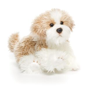 demdaco small maltipoo dog curly light brown white children's plush stuffed animal toy