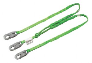 honeywell ansi z359-2007 compliant two-legged, 6' web lanyard w/3 locking snap hooks 232twls-z7/6ftgn