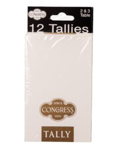 congress white & gold tally scorecards for bridge, white & gold