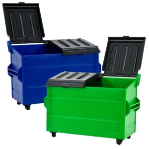 set of 2 dumpsters for wrestling action figures: blue & green