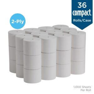 Compact by GP Pro Coreless 2-Ply Bathroom Tissue, 1,000 Sheets Per Roll, Case Of 36 Rolls