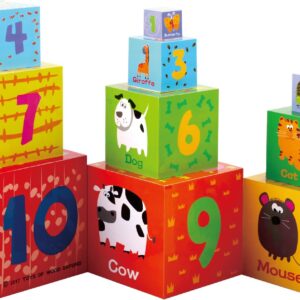 TOWO Wooden Stacking Boxes-Nesting and Sorting Cups Numbers Alphabet Animals Blocks for Toddlers-Stacking Cubes Educational Toys for 2 Years Old Montessori Materials