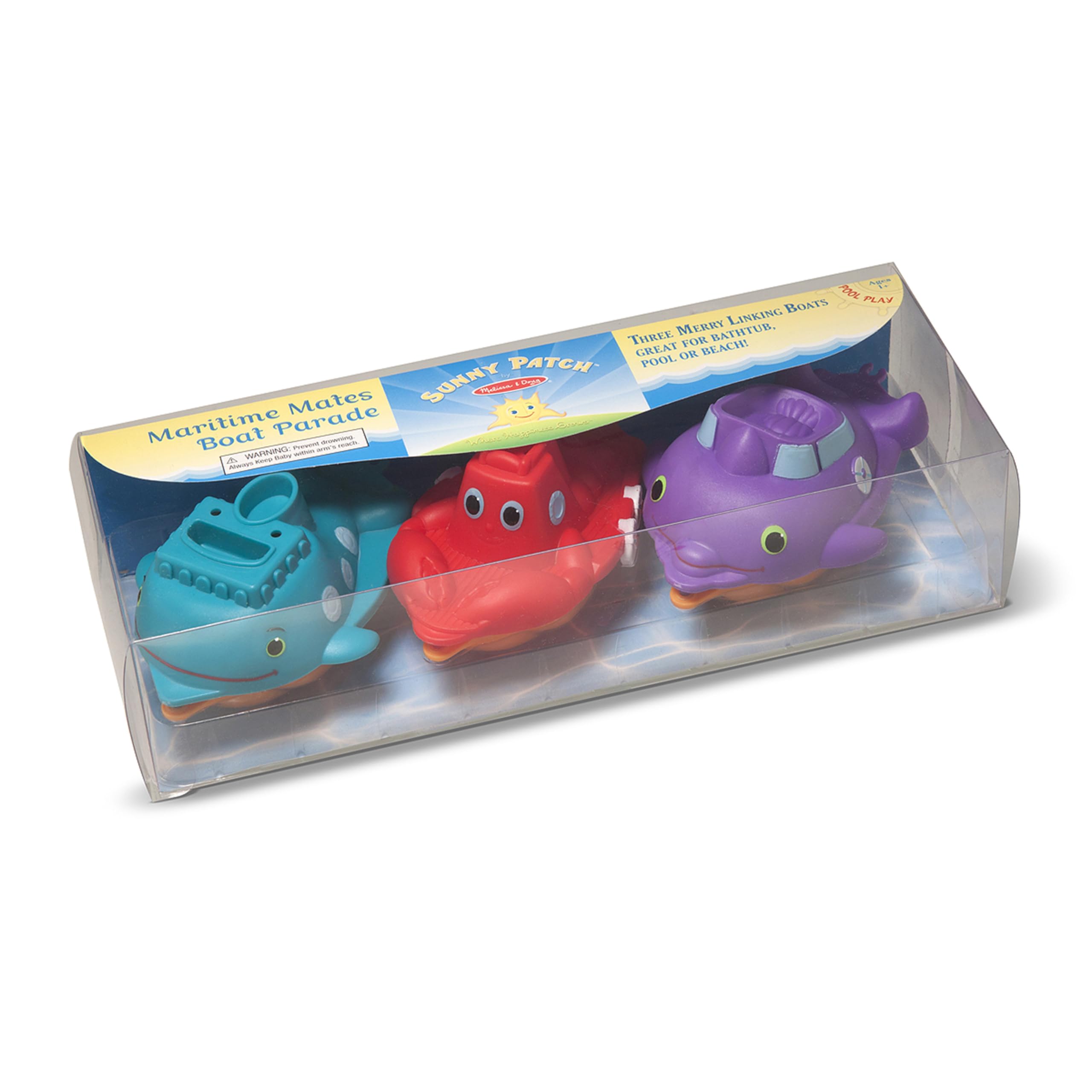 Melissa & Doug Sunny Patch Maritime Mates Boat Parade With 3 Linking Boats - Water Toys for Kids