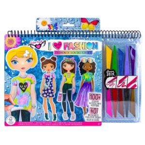 Fashion Angels Fashion Design Sketch Portfolio Artist Set With Crayons 11702, Clothing Design Sketch Pad for Beginners, For Kids 6 and Up