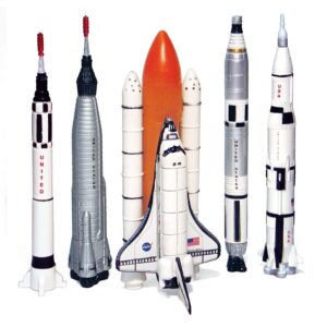 echo toys spaceship rocket set - 5 piece space program nasa collector's set - mercury, gemini, apollo, saturn rockets and space shuttles