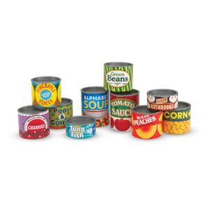 melissa & doug let's play house! grocery cans play food kitchen accessory ,3+ years- 10 stackable cans with removable lids