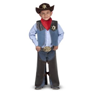 Melissa & Doug Cowboy Role Play Costume Set (5 pcs) - Includes Faux Leather Chaps