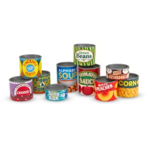 Melissa & Doug Let's Play House! Grocery Cans Play Food Kitchen Accessory ,3+ years- 10 Stackable Cans With Removable Lids