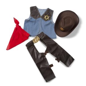 melissa & doug cowboy role play costume set (5 pcs) - includes faux leather chaps