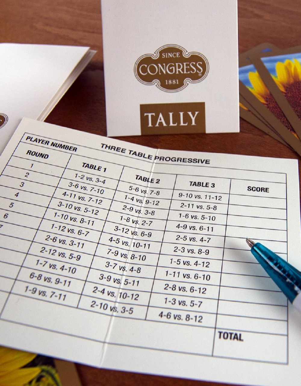 Congress White & Gold Tally Scorecards for Bridge, White & Gold