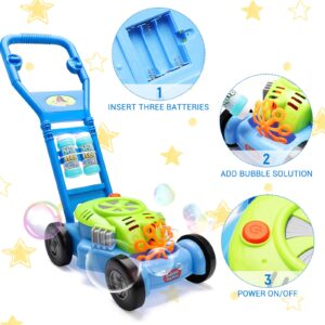 Bubble Lawn Mower for Toddlers, Kids Bubble Blower Maker Machine, Summer Outdoor Push Toys, Easter Basket Stuffers Birthday Toys Gifts for Preschool Baby Boys Girls