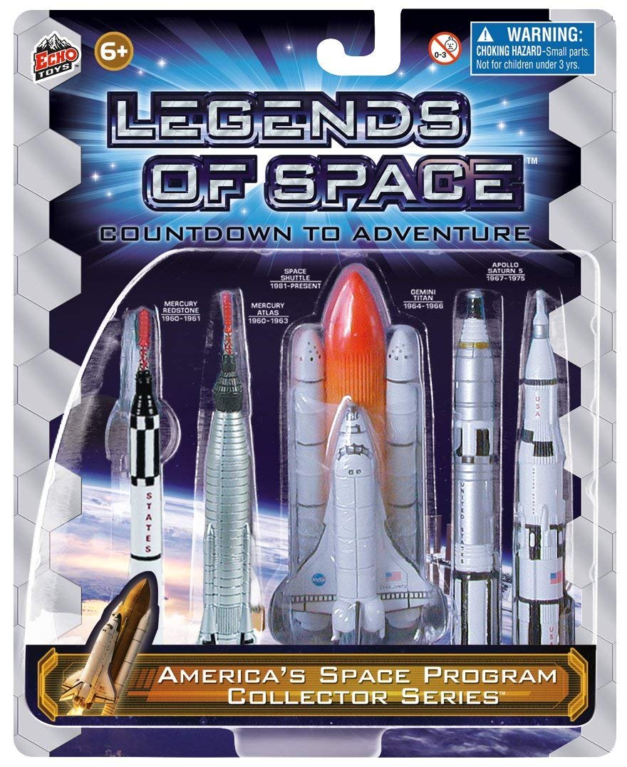 Echo Toys Spaceship Rocket Set - 5 Piece Space Program NASA Collector's Set - Mercury, Gemini, Apollo, Saturn Rockets And Space Shuttles