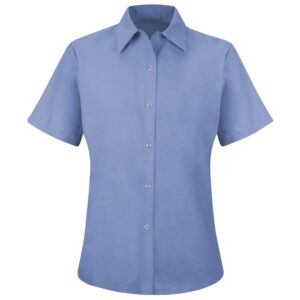 Red Kap Women's Standard Short Sleeve Specialized Pocketless Work Shirt, Light Blue, Medium