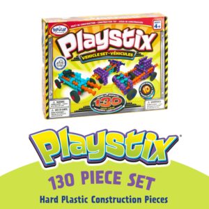 POPULAR PLAYTHINGS Playstix Vehicles Set Construction Toy Building Blocks 130 Piece Kit