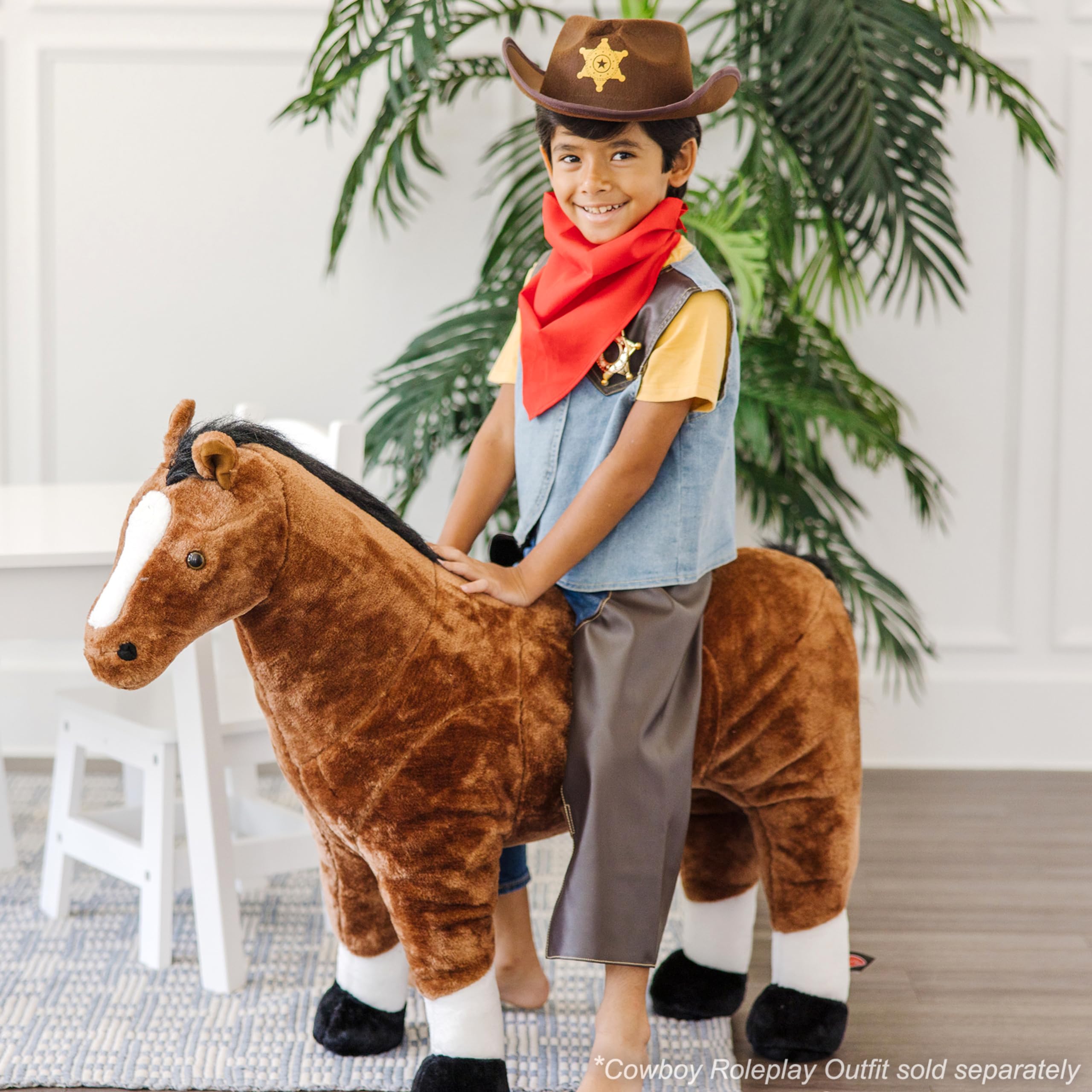 Melissa & Doug Cowboy Role Play Costume Set (5 pcs) - Includes Faux Leather Chaps