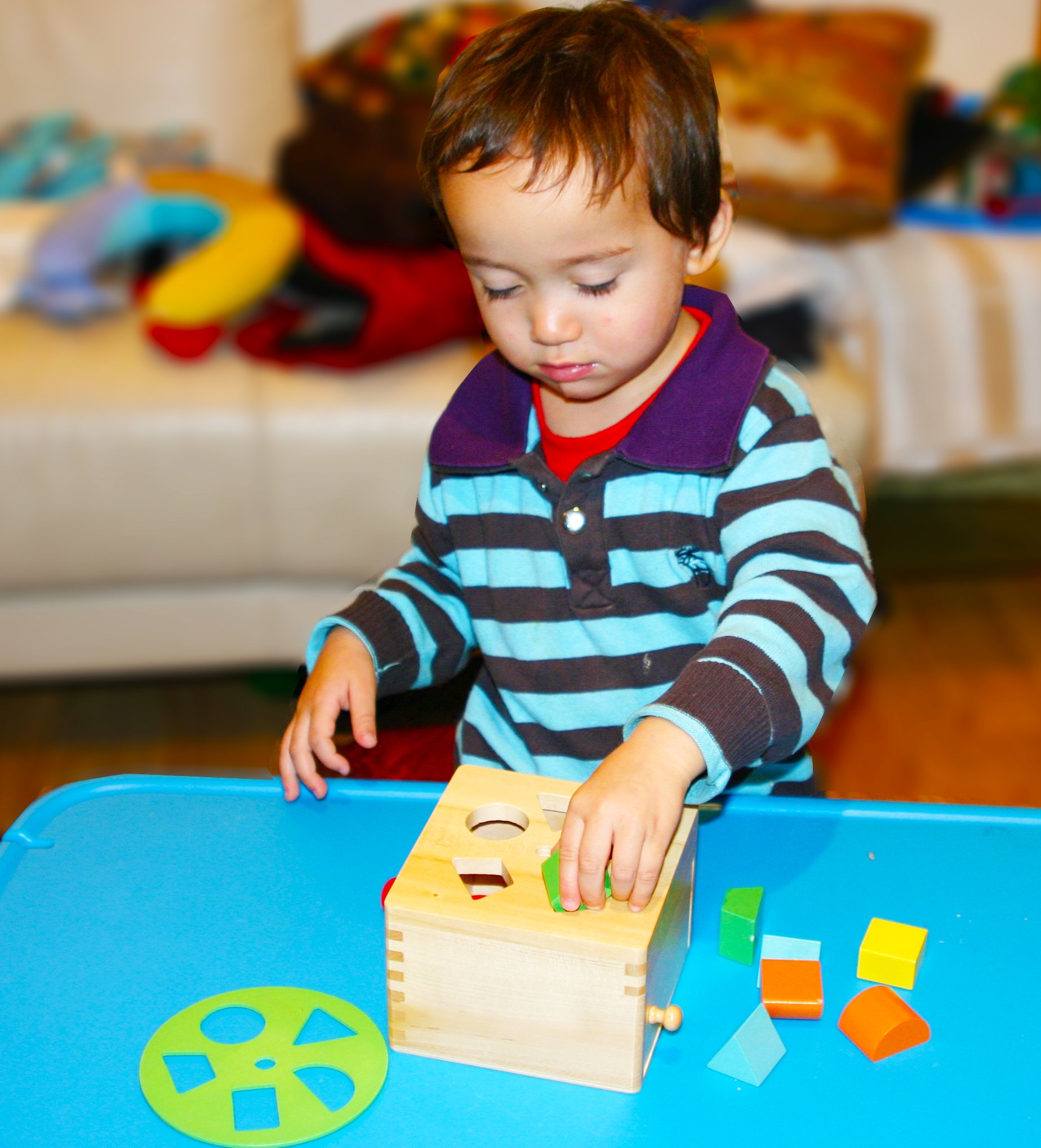 TOWO Wooden Shape Sorter - Sorting Box with Latch Lock - Rotating Wheel -Screw- and Shape Blocks- Sorting Cube Educational Toys for Kids Early Learning Montessori Materials