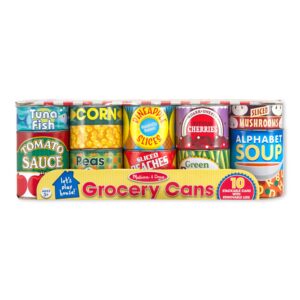 Melissa & Doug Let's Play House! Grocery Cans Play Food Kitchen Accessory ,3+ years- 10 Stackable Cans With Removable Lids