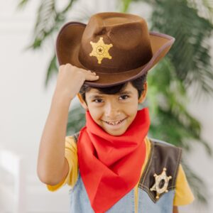 Melissa & Doug Cowboy Role Play Costume Set (5 pcs) - Includes Faux Leather Chaps