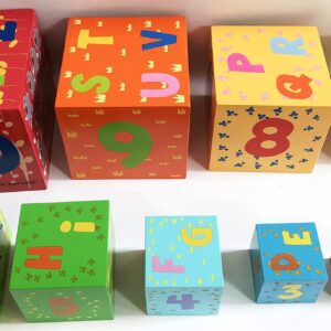 TOWO Wooden Stacking Boxes-Nesting and Sorting Cups Numbers Alphabet Animals Blocks for Toddlers-Stacking Cubes Educational Toys for 2 Years Old Montessori Materials