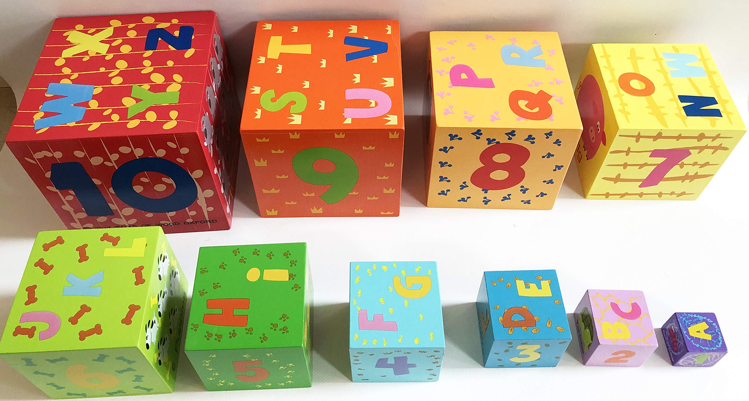 TOWO Wooden Stacking Boxes-Nesting and Sorting Cups Numbers Alphabet Animals Blocks for Toddlers-Stacking Cubes Educational Toys for 2 Years Old Montessori Materials