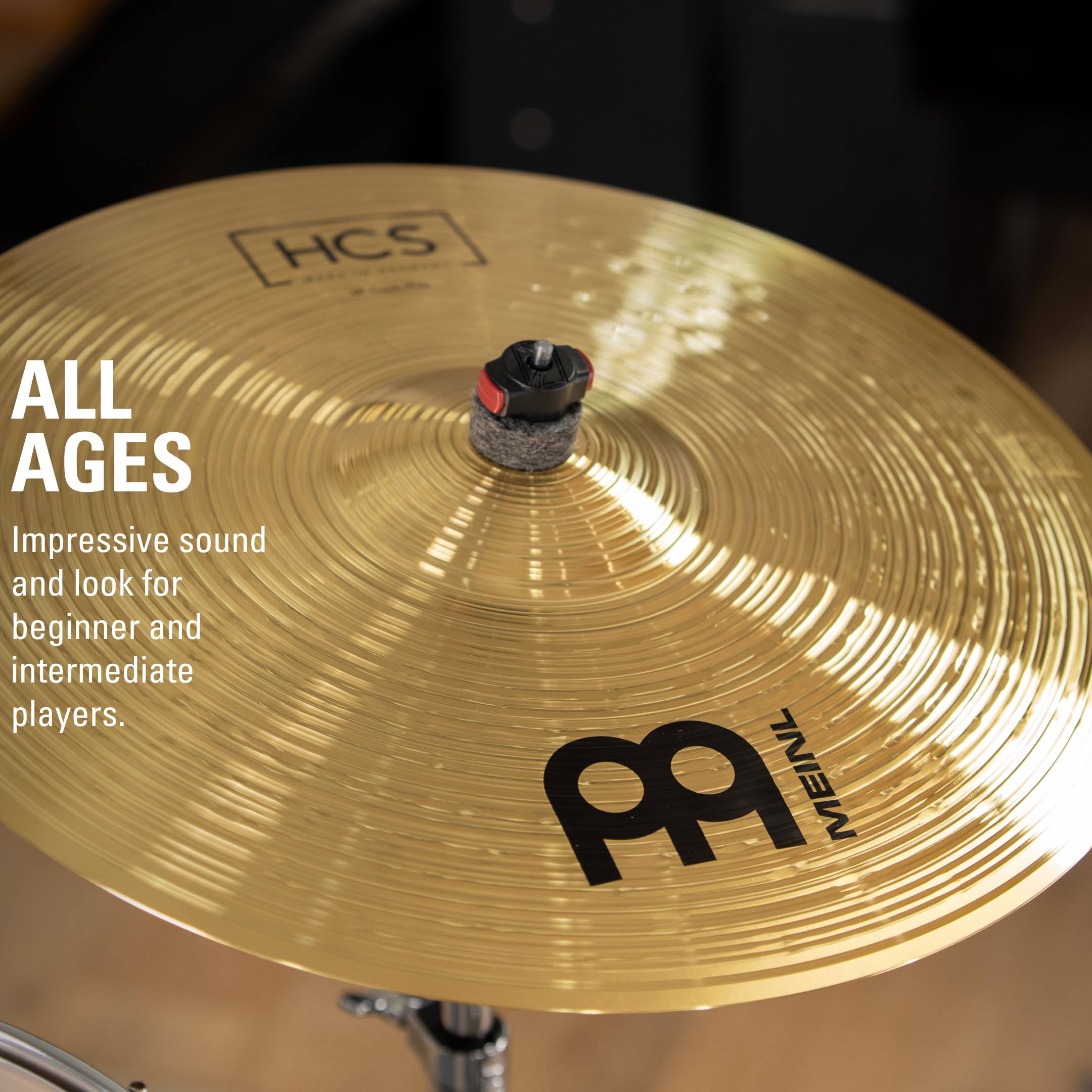 Meinl Cymbal Set Box Pack with 14” Hihats, 18” Crash/Ride, Plus a FREE 14” Crash – HCS Traditional Finish Brass – Made In Germany, TWO-YEAR WARRANTY (HCS1418+14C)