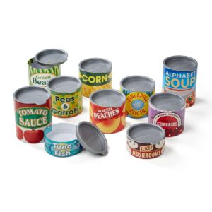 Melissa & Doug Let's Play House! Grocery Cans Play Food Kitchen Accessory ,3+ years- 10 Stackable Cans With Removable Lids