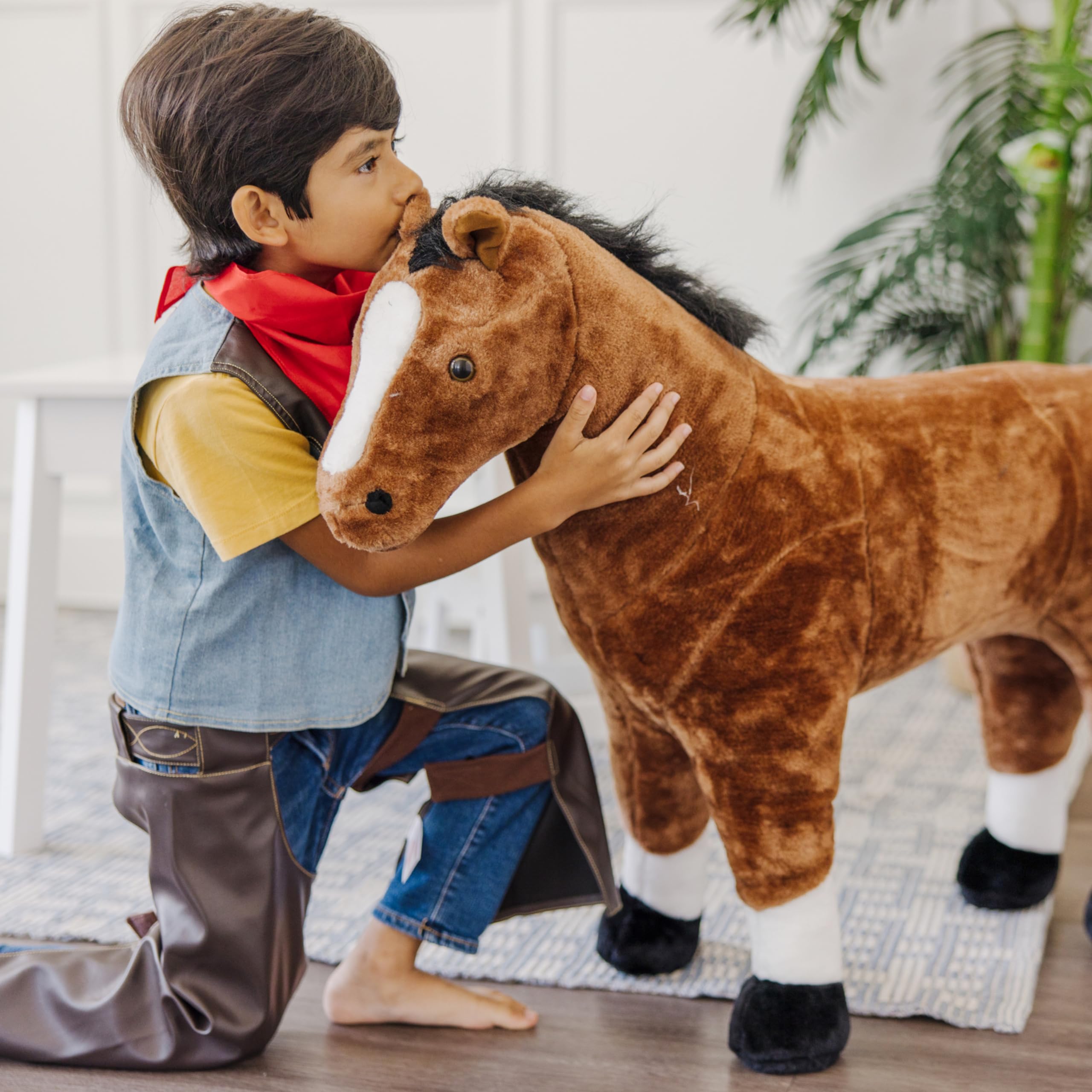 Melissa & Doug Cowboy Role Play Costume Set (5 pcs) - Includes Faux Leather Chaps