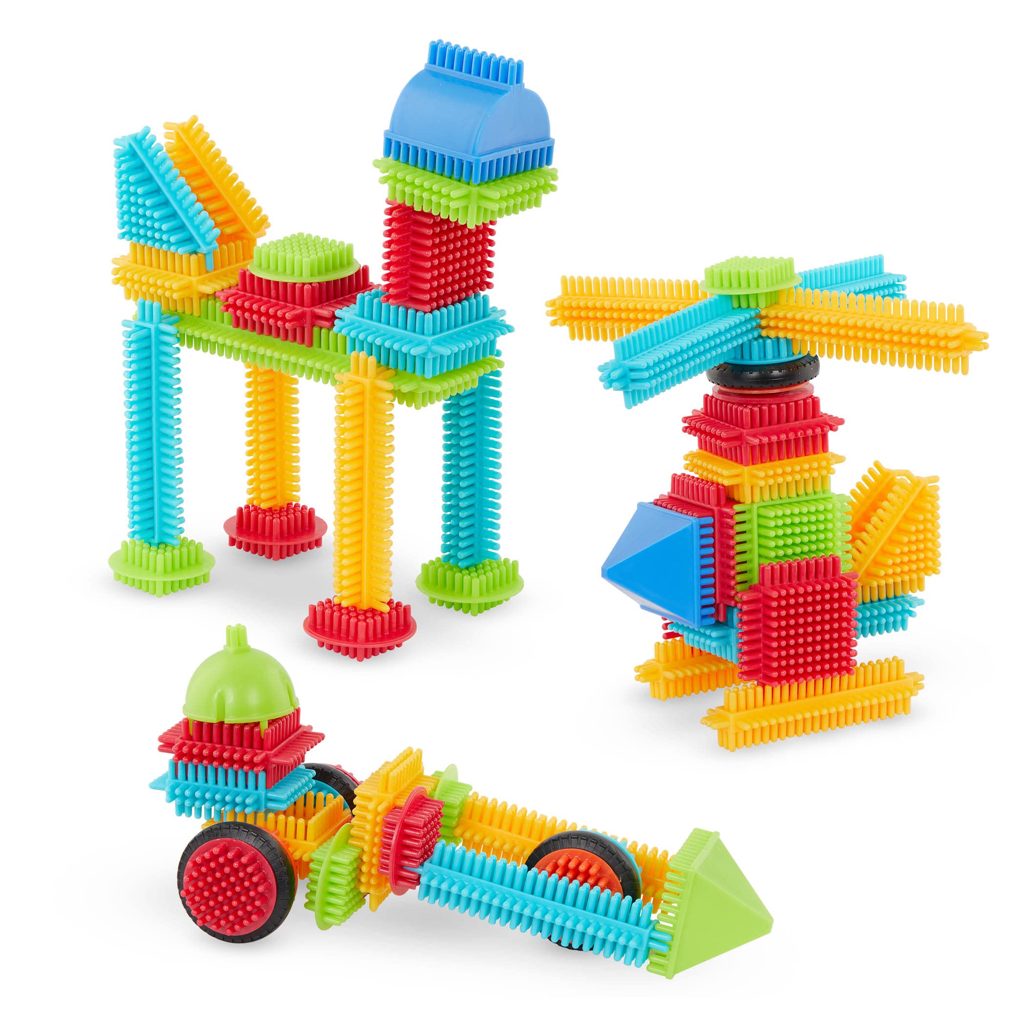 Battat- Bristle Blocks- STEM Interlocking Building Blocks- 56pc Playset- Developmental Toys for Toddlers & Kid- Basic Builder Box- 2 Years +