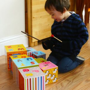 TOWO Wooden Stacking Boxes-Nesting and Sorting Cups Numbers Alphabet Animals Blocks for Toddlers-Stacking Cubes Educational Toys for 2 Years Old Montessori Materials