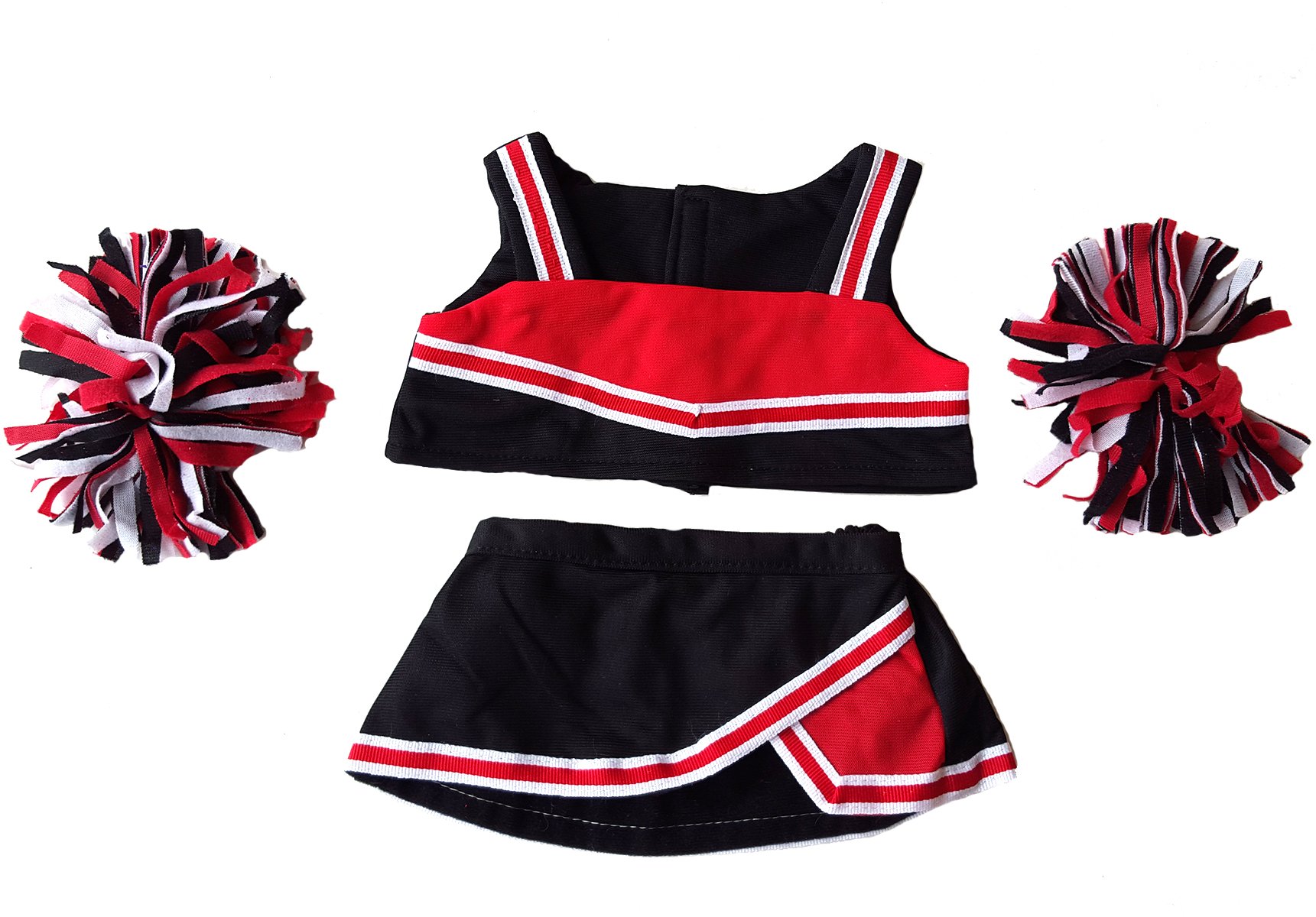 Red & Black Cheerleader Outfit Teddy Bear Clothes Fits Most 14" - 18" Build-A-Bear and Make Your Stuffed Animals