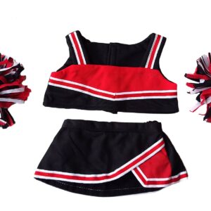 Red & Black Cheerleader Outfit Teddy Bear Clothes Fits Most 14" - 18" Build-A-Bear and Make Your Stuffed Animals