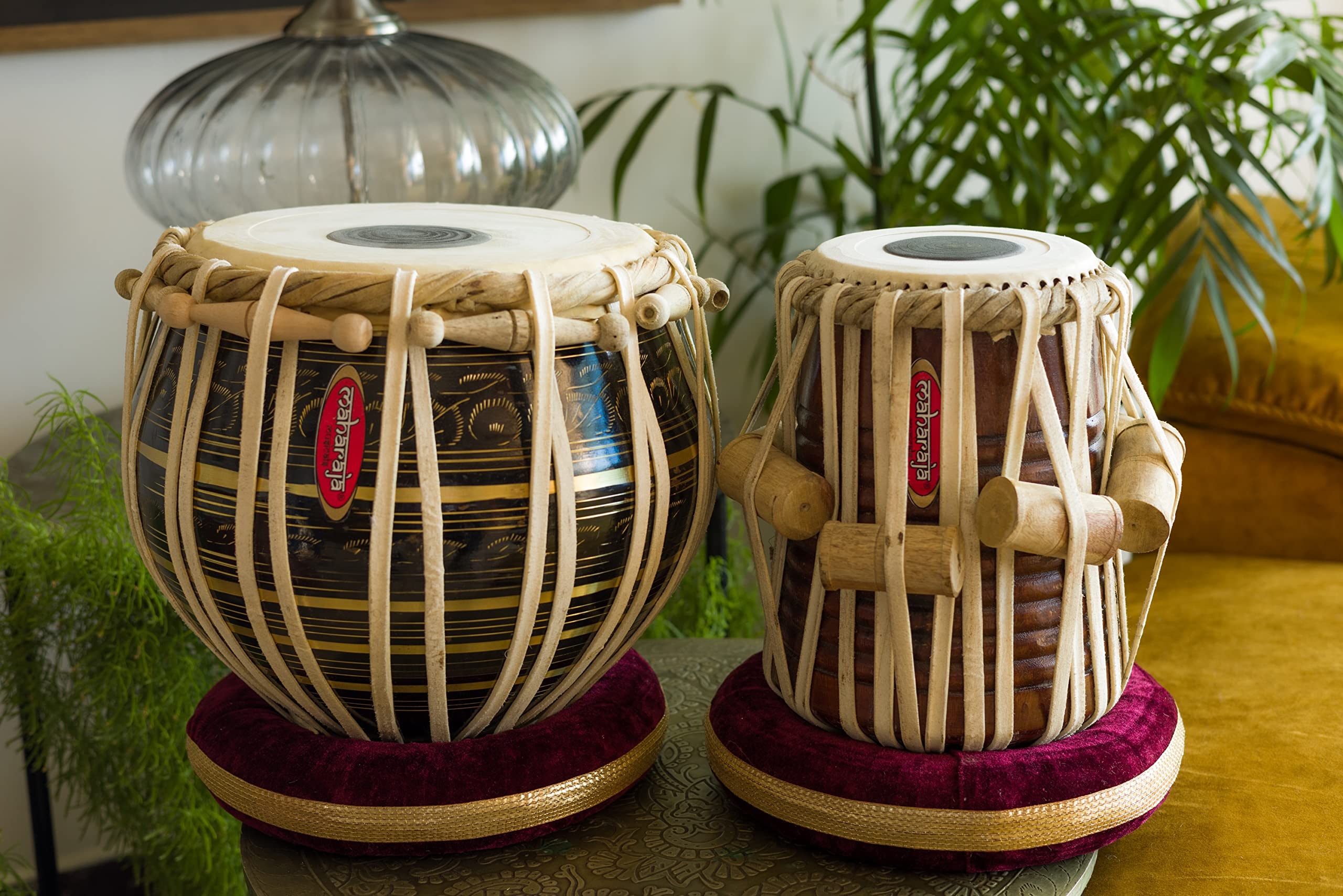 MAHARAJA Tabla Drum Set - Buy 3KG Black Brass Bayan, Finest Dayan, Hammer, Cushions & Cover PDI-EA