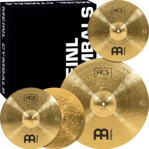 meinl cymbal set box pack with 14” hihats, 18” crash/ride, plus a free 14” crash – hcs traditional finish brass – made in germany, two-year warranty (hcs1418+14c)