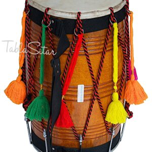 Dhol Drum by Maharaja Musicals, Mango Wood, Natural, Barrel Shaped, Padded Bag, Beaters, Nylon Shoulder Strap, Punjabi Bhangra Dhol Musical Instrument (PDI-GE)