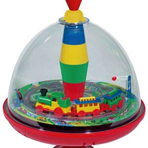 Lena 52120 tin Toys Panorama Ø19 cm, Plastic Humming, Classical Pump Mechanism, Musical Locomotive, Stand, Spinning top for Children from 18 Months, Colourful