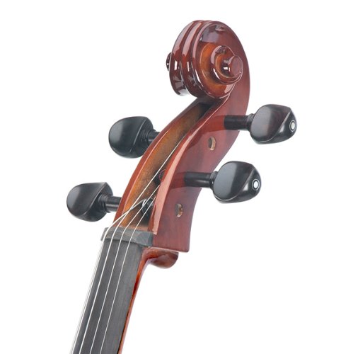 Cecilio CCO-500 Ebony Fitted Flamed Solid Wood Cello with Hard & Soft Case, Stand, Bow, Rosin, Bridge and Extra Set of Strings, Size 4/4 (Full Size)