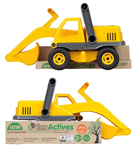 Lena Eco Active Backhoe - Durable UV-Protected Plastic & Noise-Canceling Tires, Enhances Fine Motor Skills, European Quality