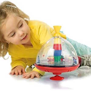 Lena 52120 tin Toys Panorama Ø19 cm, Plastic Humming, Classical Pump Mechanism, Musical Locomotive, Stand, Spinning top for Children from 18 Months, Colourful