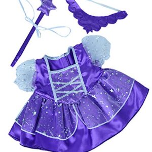 Purple Fairy Princess Dress w/Wand Teddy Bear Clothes Fits Most 14"-18" Build-a-bear and Make Your Own Stuffed Animals