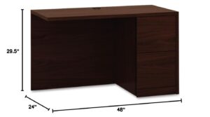 hon 105905rnn 10500 series l workstation return, full-height right ped, 48w x 24d, mahogany