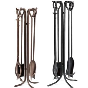 Plow & Hearth 36163-BRZ Hand-Forged Fireplace Tool Set, in Bronze, B, 13 Dia. x 28H